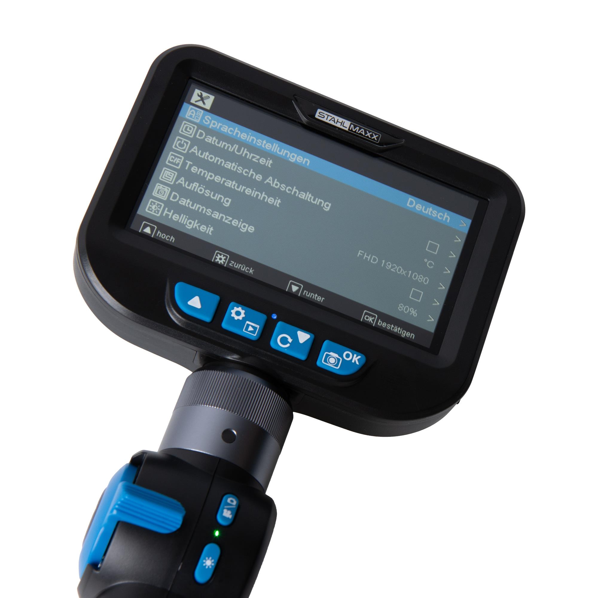 Endoskop-Farbkamera, 4 mm Kamerakopf, 180° schwenkbar, mit 6-fach LED und HD Farbdisplay ...