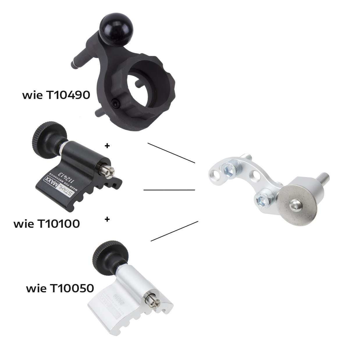 Kurbelwellenfixierung 3in1 für VAG 1.2L, 1.4L, 1.6L, 1.9L, 2.0L, wie T10050, T10100, T10490 ...